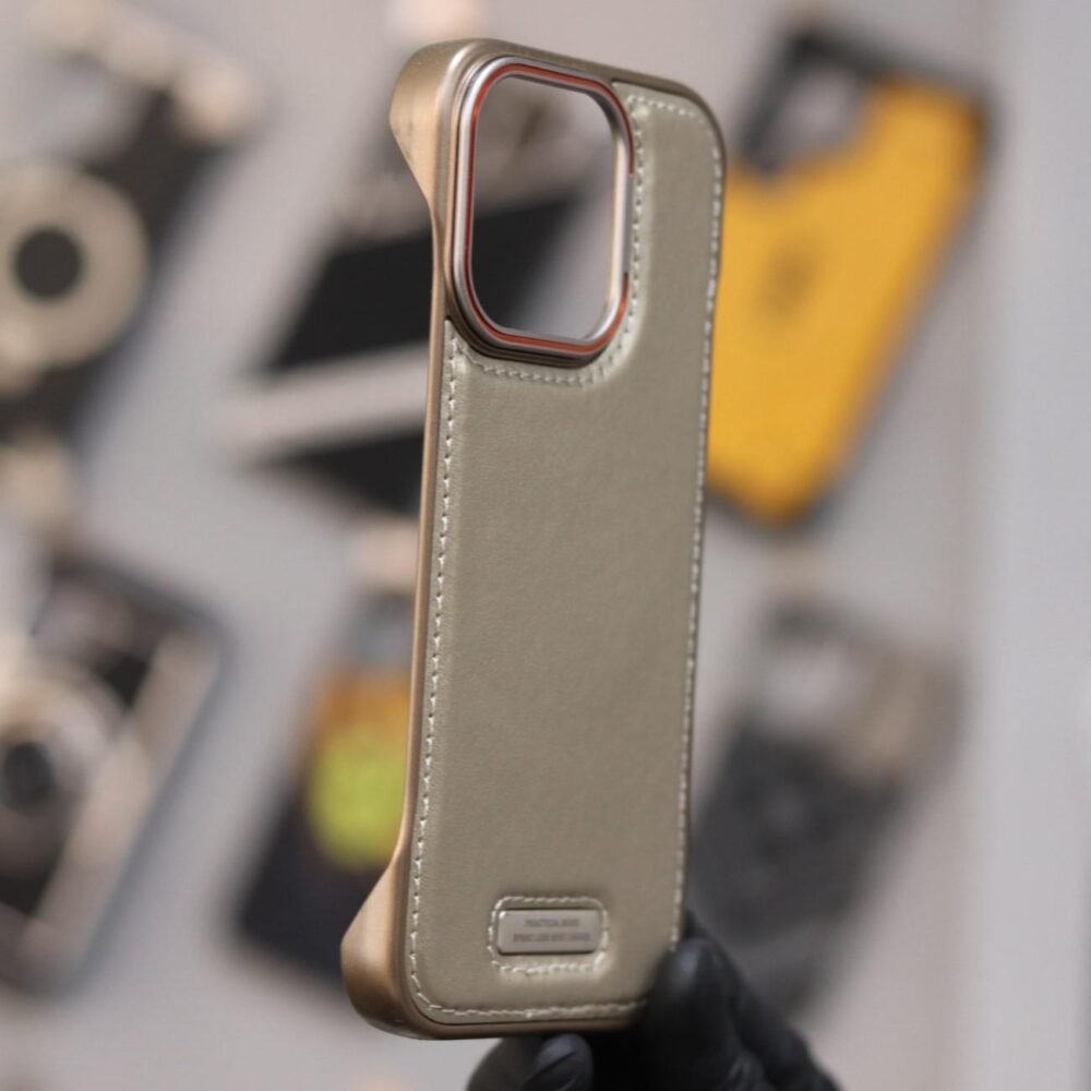 Side Cut Leather Metal Case-Desert-iPhone 16 Pro - MobiiCare