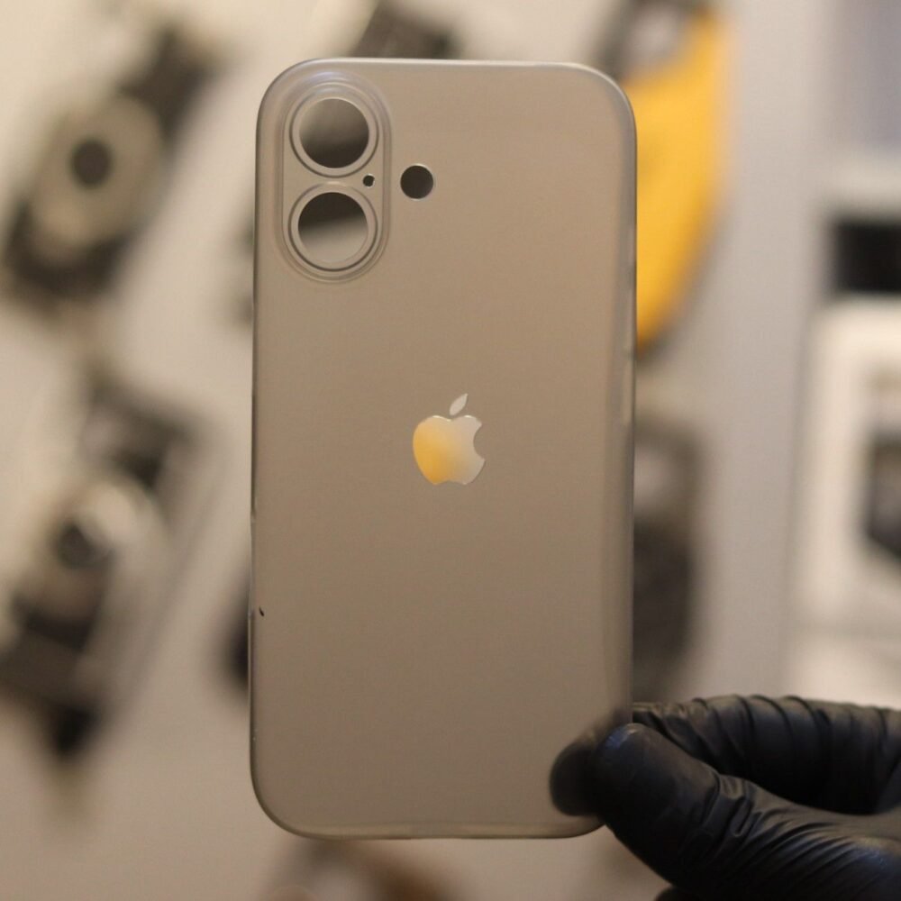 Paper Fit Logo Cut Matt Plastic Case-Grey-iPhone 16 - MobiiCare