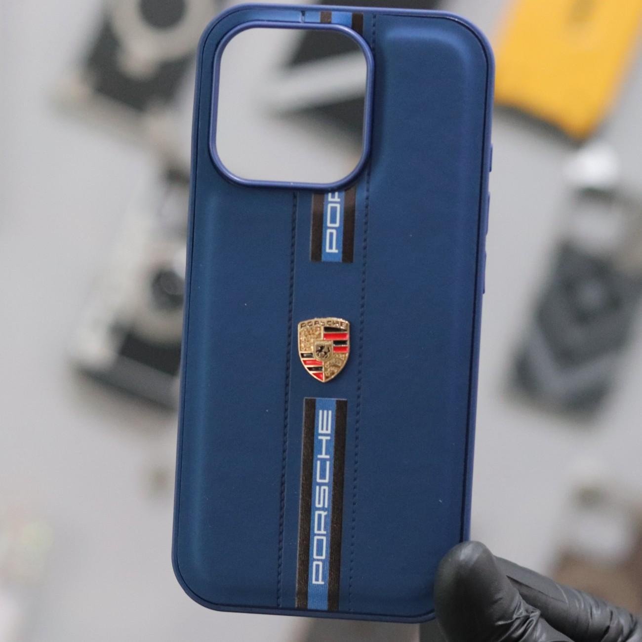 MotoSport Soft Leather Porsche Case-Blue-iPhone 16 Pro - MobiiCare