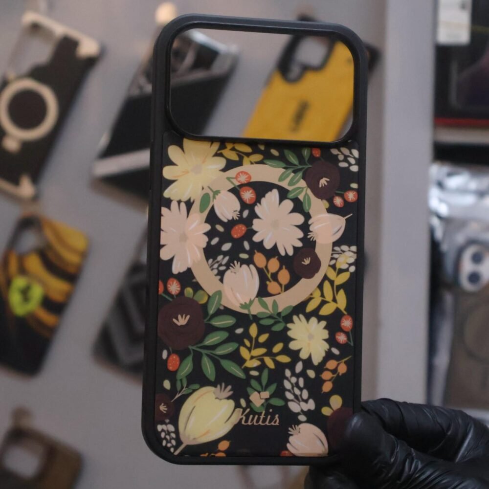 Kutis Floral Printed Shockproof MagSafe Case-Black B-iPhone 17 Pro Max ...
