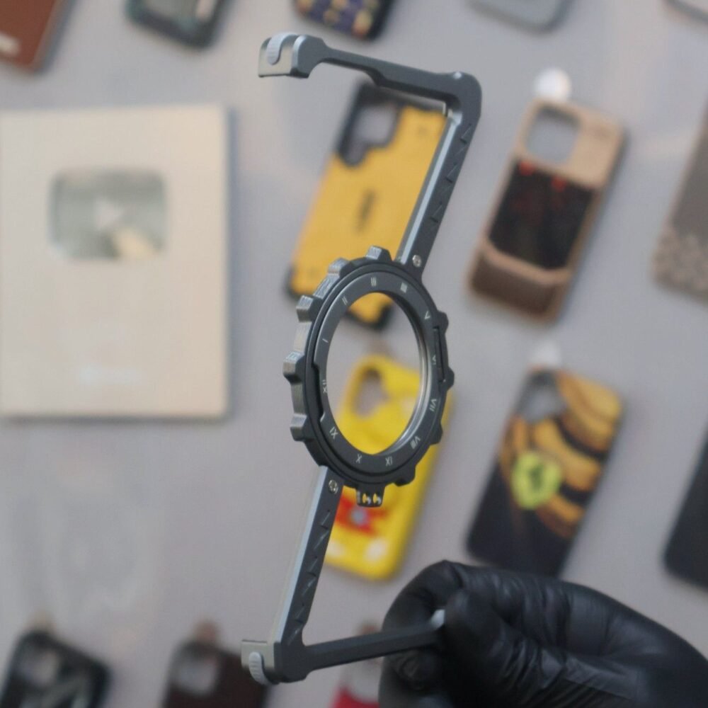 Z Shape Metal Magsafe Case With Stand-Grey-Samsung S25 Ultra - MobiiCare