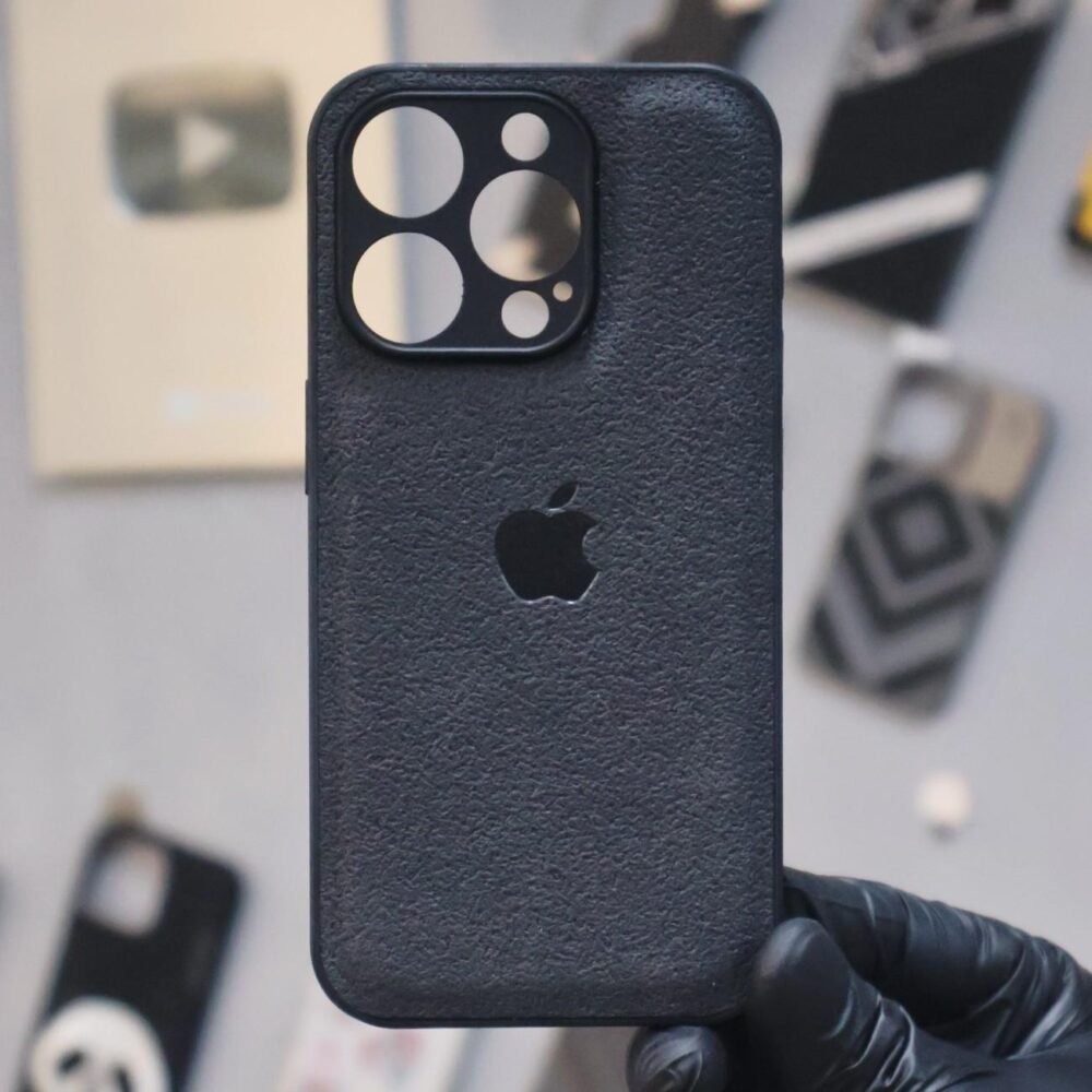 Leather 3D Textured with Logo Case-Black-iPhone 15 Pro - MobiiCare